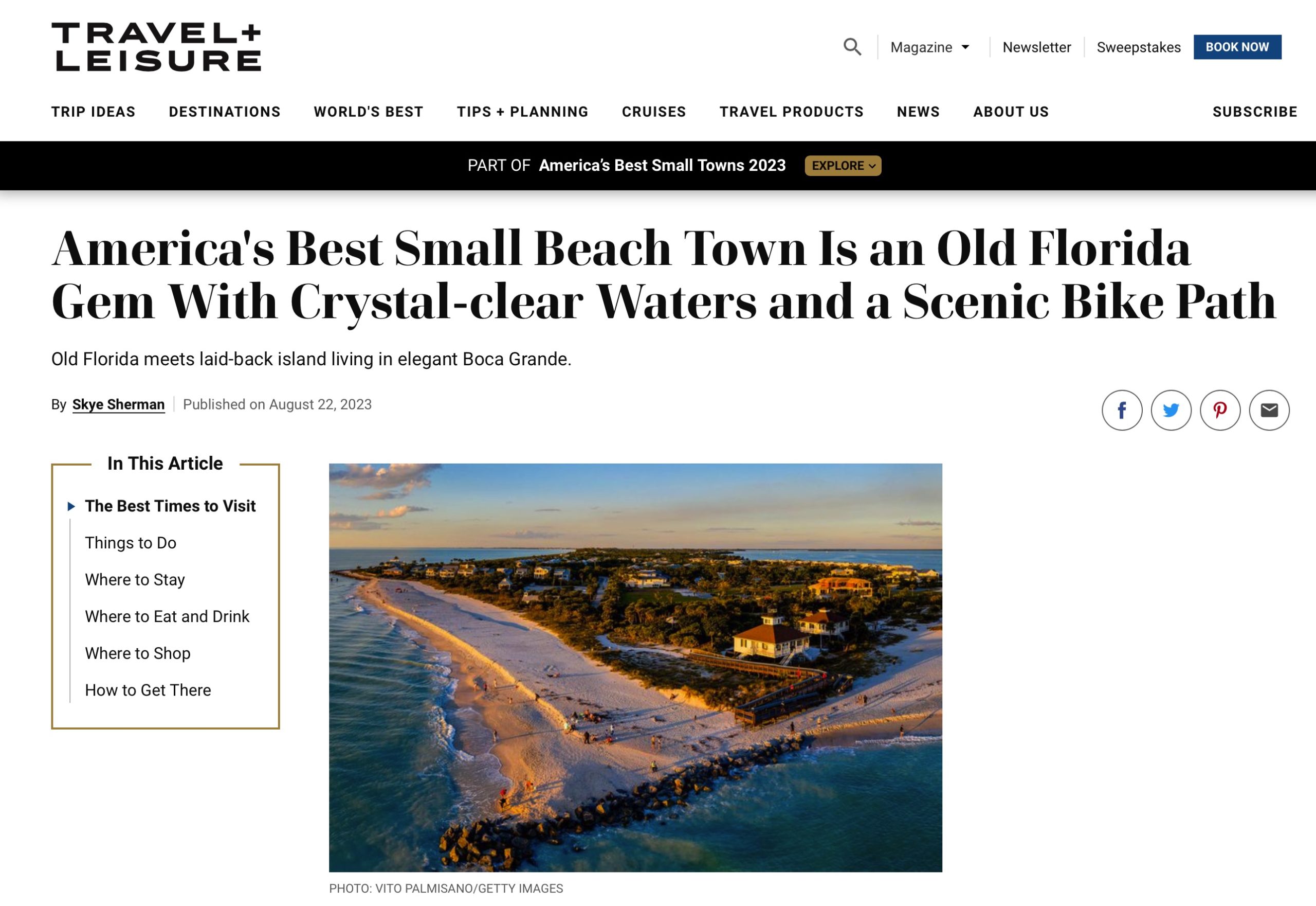 Travel + Leisure magazine’s ‘Best Small Town Beach’ spawns accolades in ...